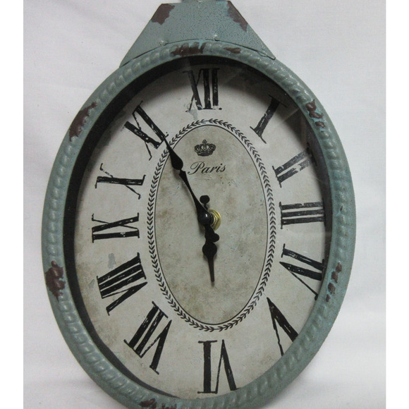 Unbranded | Wall Decor | Distressed Duck Egg Blue Oval Paris Metal Wall ...